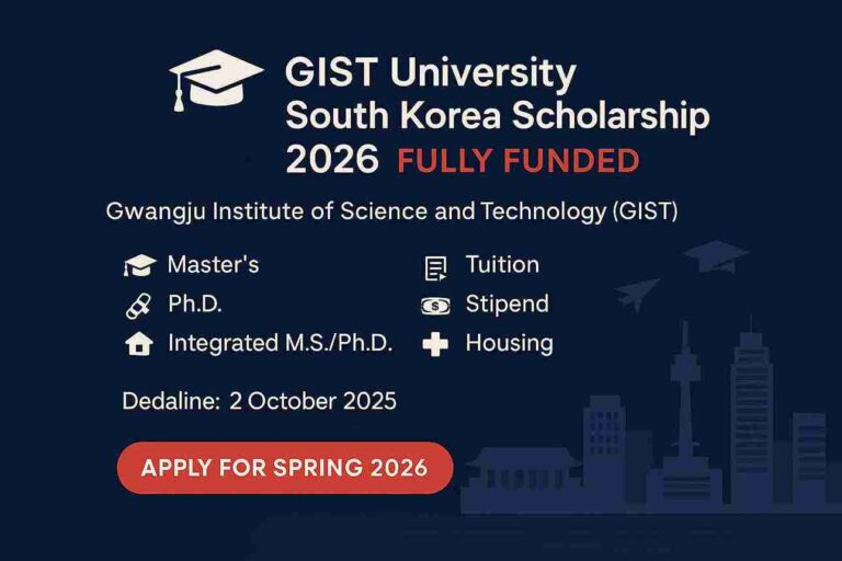 GIST University South Korea Scholarship 2026 (Fully Funded) – Mahkota ...